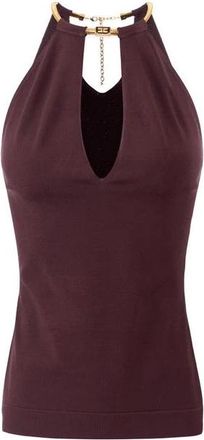 Elisabetta Franchi Femme, Tops, Violet, Taille: 42 FR Top en maille avec serpent bijou