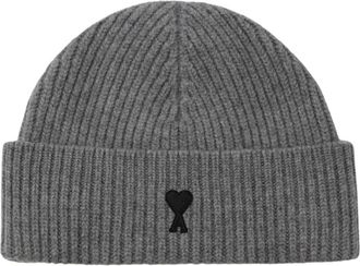 Ami Quota Beanie mit kontrastierendem Logo - - Accessories - Herren - Grau - ONE SIZE