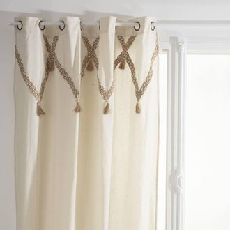 Atmosphera Atmosphera - Vorhang Carmen - beige - Jute & Baumwolle 140x260 cm - Leinen wei&szlig;