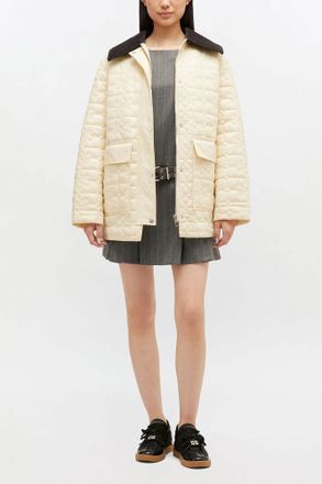 Ganni Gl&auml;nzende Midi-Steppjacke - Gr&ouml;&szlig;e XXS/XS beige