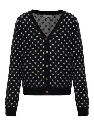Ganni Cardigan mit Polka Dots - Schwarz