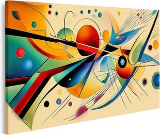 Islandburner Bild auf Leinwand Bunte abstrakte Kandinsky Komposition mit Kreisen und Linien Bilder Wandbilder Poster