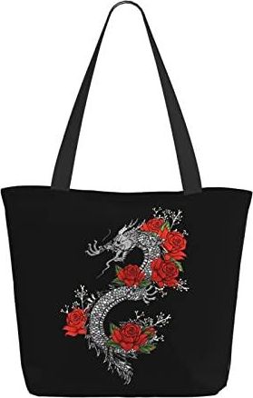 AOOEDM Dragon And Roses Ladies Shopping Bag 13x11x7in.Le cadeau parfait pour la Saint-Valentin.Cest de la Saint-Valentin pour maman, fille, &eacute;pouse, etc