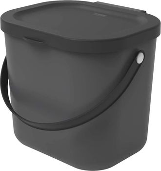 Rotho Albula Biom&uuml;lleimer 6l mit Deckel f&uuml;r die K&uuml;che, Kunststoff (PP) BPA-frei, anthrazit, 6l (23,5 x 20,0 x 20,8 cm)