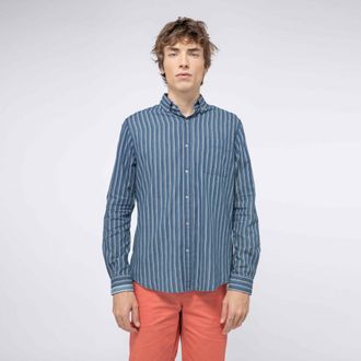 Faguo Chemise classique en coton marine & creme