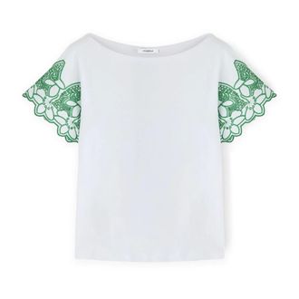 Motivi Femme, Tops, Vert, Taille: 38 FR T-shirt &agrave; manches brod&eacute;es