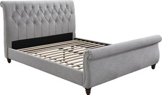 Vente-Unique Bett 160 x 200 cm mit gepolstertem Kopfteil - Grau - BALANSANO