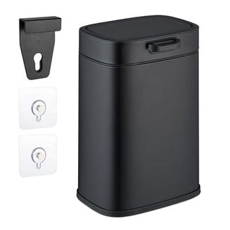 Relaxdays Poubelle Suspendue, 5 litres, Salle de Bain, Cuisine, Seau Amovible, &agrave; Suspendre ou Coller, Noire
