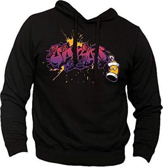 Generico Urban Murales Graffiti Style Sweat-shirt pour homme - Bombe Spray Artistes de Route Street Art 100 % fabriqué en Italie - Noir - Large