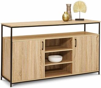 IDMarket Idmarket - Buffet 2 portes et 3 étagères 140 cm detroit design industriel