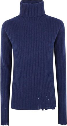 Uma Wang UMA Wang, Femme, Pulls, Bleu, Taille: 40 FR Pull &agrave; Col Roul&eacute; C&ocirc;tel&eacute;