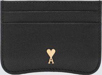 Ami Flacher Kartenhalter aus Leder mit Metalllogo und vier F&auml;chern