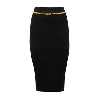 Elisabetta Franchi Femme, Jupes, Noir, Taille: 40 FR Gk20B56E2 Knitted Midi Skirt