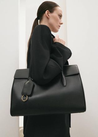 Mango Sac cabas avec breloques en cuir noir - Femme - Taille unique - MANGO