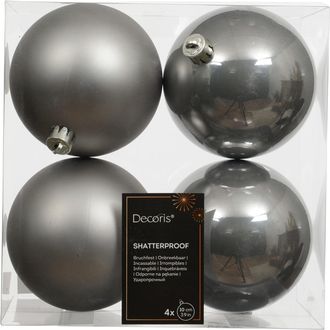 Kaemingk Weihnachtskugeln Kunststoff 10cm 4 Stück - klassisch & bruchsicher - Christbaumkugeln Weihnachtsbaumkugeln für Weihnachten - Christbaumschmuck & Weihn