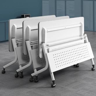 Generic Klappbarer Schulungstisch, klappbarer Konferenztisch, mobiler Klapptisch, klappbarer Schreibtisch mit leiseren Rollen, Stahlschallwand und Ablagefach,