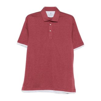 Brunello Cucinelli Homme, Tops, Rouge, Taille: XL Polo Textur&eacute;