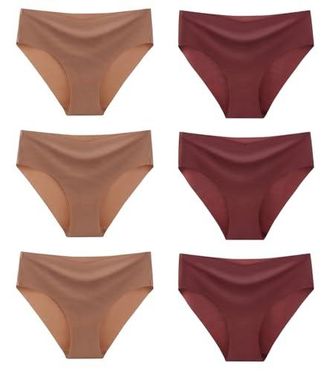 Generic Lot de 6 culottes de bikini invisibles pour femme - Douces et confortables - Taille basse - Sans ligne - Soyeux, 6 pi&egrave;ces-E, XL