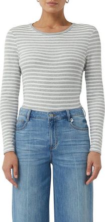 Comma Langarmshirt gestreift, figurbetont, casual, Rundhals