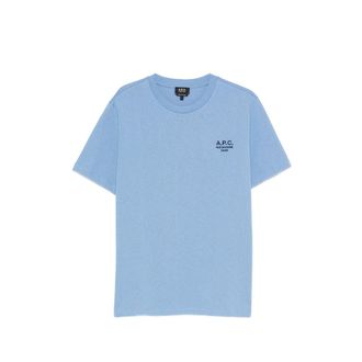A.P.C. Logo-Print Cotton T-Shirt - Blue