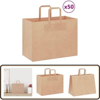 vidaXL Papiertragetaschen 50 Stk. mit Henkeln Braun 32x17x25 cm - Vidaxl