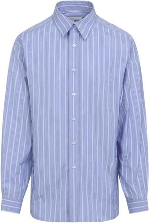 Maison Margiela Homme, Chemises, Bleu, Taille: 2XL Chemise &agrave; Rayures en Popeline de Coton