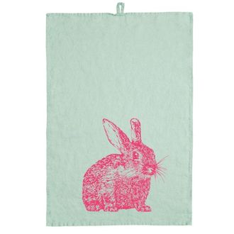 Frohstoff Geschirrtuch Leinen Minze - Wildkaninchen, neonpink