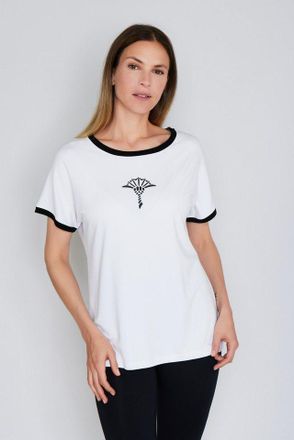 Joop Pyjamaoberteil Move Kurzarm, atmungsaktiv, Cornflower-Print