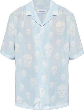 Alexander McQueen chemise &agrave; motif t&ecirc;te de mort - Bleu