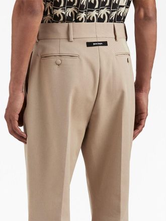 Palm Angels Flared Cotton Trousers - beige