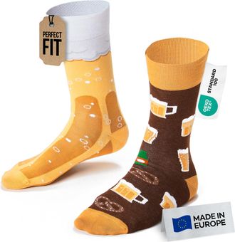 Many Mornings Lustige Socken CRAFT BEER Gr&ouml;&szlig;e 35-38 Ungleiche Baumwollsocken f&uuml;r Damen Herren Farbenfrohe Alltagssocken als Geschenk f&uuml;r Bierliebhaber