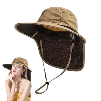 Generico Chapeau de soleil pour femme, chapeau de randonn&eacute;e, chapeau de seau r&eacute;glable avec protection solaire, tissu respirant et pare-soleil pour le cou pour 
