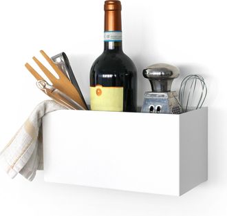 KalaMitica Magnetischer Behälter aus Stahl, modulare Einrichtung für Magnettafeln - raues Weiß - 25 x 12,5 x 12,5 cm