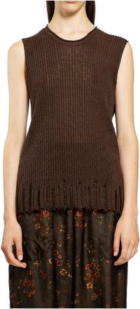 Uma Wang UMA Wang, Femme, Tops, Brun, Taille: 40 FR D&eacute;bardeur en maille ras du cou