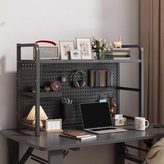 Generic Mehrst&ouml;ckig Schreibtisch Regal Organizer DIY Kombination H-Struktur Geeignet f&uuml;r Schreibtische B&uuml;ros K&uuml;chen und Studentenwohnheime (Color : Black, Siz