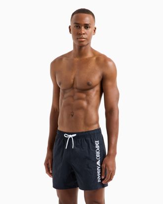 Emporio Armani Herren Badeshorts mit vertikaler Logo-Stickerei