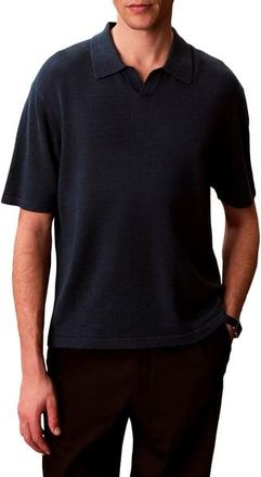 Calvin Klein Polo droit manches courtes en lin m&eacute;lang&eacute;