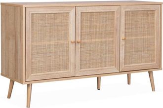 Sweeek Sweeek - Sideboard mit Holzoptik und Rohrgeflecht 120 cm