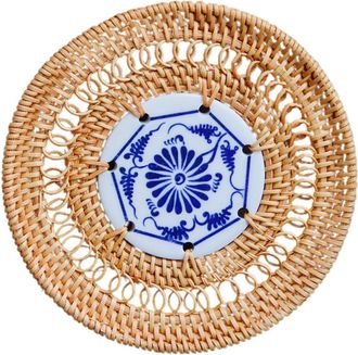 NUOBESTY LOLIPPYY Vietnamesischer Rattan Tassenuntersetzer 10cm Handgewebte W&auml;rmeisolierte Tischmatte f&uuml;r Teetassen und Schalen Rutschfestes Zubeh&ouml;r f&uuml;r Teezer