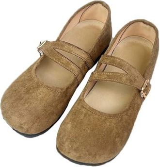 Generic Ballerines orthopédiques Mary Jane en daim pour femme, chaussures décontractées à enfiler à bout rond, confortables, avec sangle à boucle croisée, mar