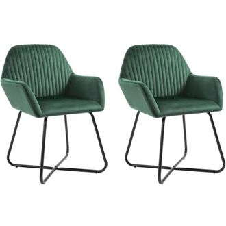 vidaXL Vidaxl - Chaises &agrave; manger lot de 2 vert velours