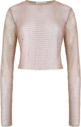 Genny Femme, Tops, Rose, Taille: 34 FR Misty Rose Mesh Strass Top