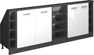 Vicco Armoire sous pente de toit Rion - Lot de 5 modules - Dimensions 215x81.6x46/14.8 cm - Panneau m&eacute;lamin&eacute; anthracite/blanc brillant