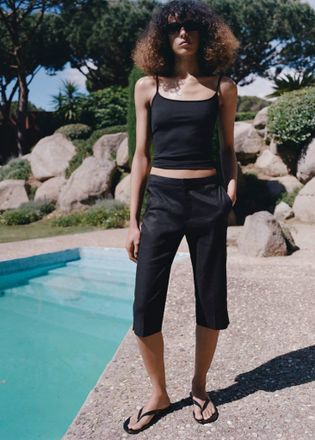 Mango Leinen-Caprihose schwarz - Damen - 34 - MANGO