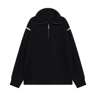 Maison Margiela Pullover mit Viertelrei&szlig;verschluss und Ellbogenflicken - - Sweatshirts & Hoodies - Herren - Blau - L