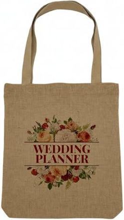 Fabulous Sac Shopping Tote Bag Aspect Lin - Wedding Planner Mariage Mari&eacute;e Bouquet Fleurs - Sac de Courses Toile Epaisse 360g Beige Naturel Cabas Port&eacute; Epaule 