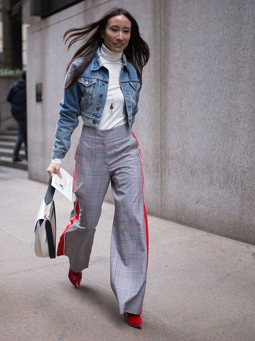 pantalon large et vest en jean