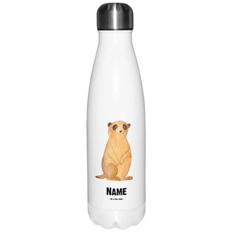Mr. & Mrs. Panda Personalisierte Thermosflasche Erdmännchen - Geschenke, Roadtrip, Afrika, Isolierflasche Mit Gravur, Traveling, Spruch, 500ml, Getränkeflasche Persona