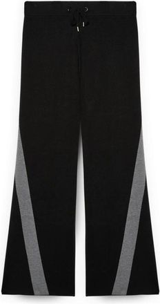 Fiorella Rubino Femme, Pantalons, Noir, Taille: 44 FR Pantalon Évasé en Maille Mélange Viscose