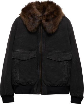 Prada Jacke mit Shearling-Kragen - Schwarz